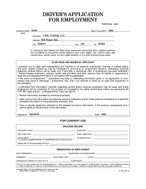 Fillable Online DRIVER S APPLICATION Fax Email Print - pdfFiller