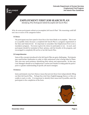Fillable Online Job Search Plan Guidelines Fax Email Print - pdfFiller