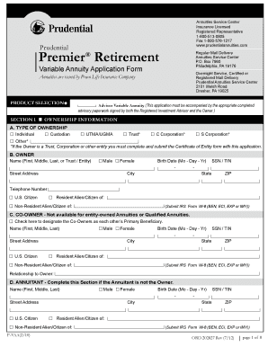 Fillable Online Prudential Premier Retirement - stratequity.com Fax Email Print - pdfFiller