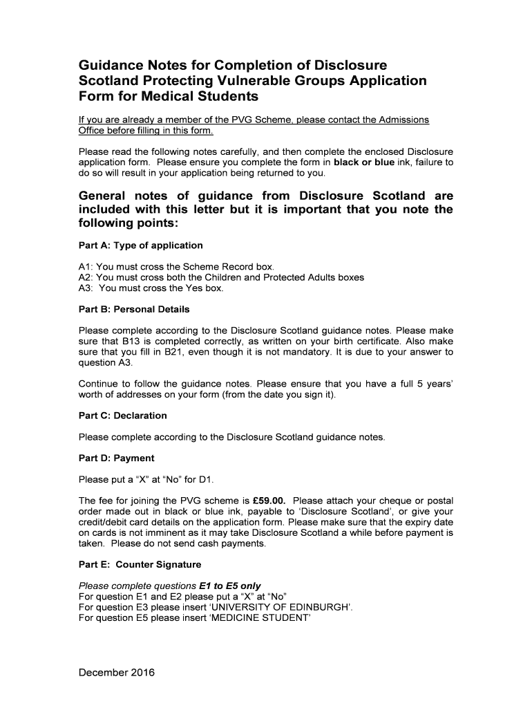 Fillable Online University of Edinburgh Guidance Notes for Completion ...