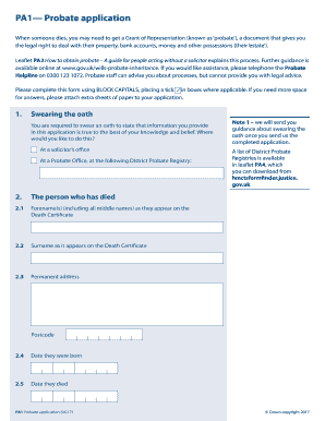Fillable Online PA1 Probate application Fax Email Print - pdfFiller