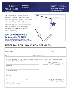 Fillable Online brooksrehab REFERRAL FOR LOW VISION SERVICES ...