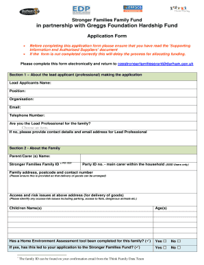 Fillable Online Stronger Families Family Fund in partnership with ...