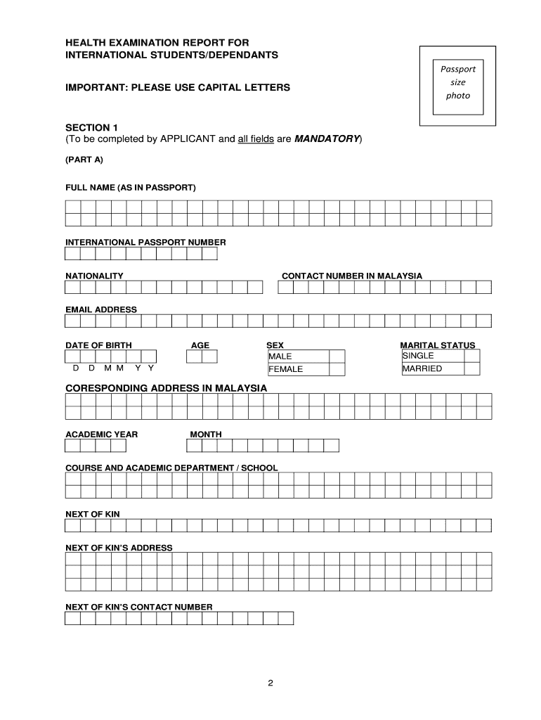 Fillable Online HEALTH EXAMINATION GUIDELINES FOR STUDENT PASS ...