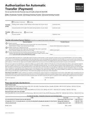 Fillable Online Authorization for Automatic Transfer (Payment). Authorization for Automatic ...