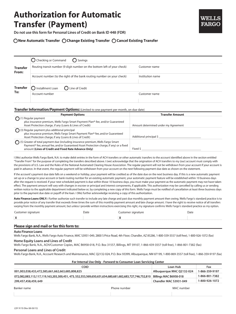 Fillable Online Authorization for Automatic Transfer (Payment). Authorization for Automatic ...