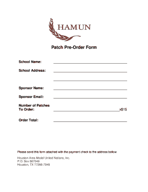 Fillable Online houstonareamun Patch Pre-Order Form - houstonareamun ...