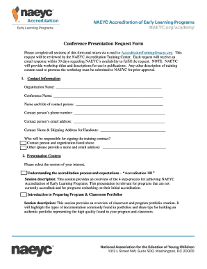 Fillable Online naeyc Conference Presentation Request Form - NAEYC Fax ...