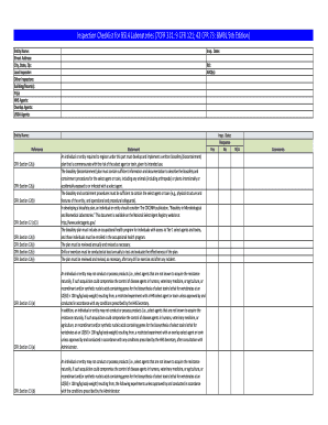 Fillable Online bphc Inspection Checklist for BSL4 Laboratories (7CFR 331; 9 CFR 121; 42 CFR 73 ...