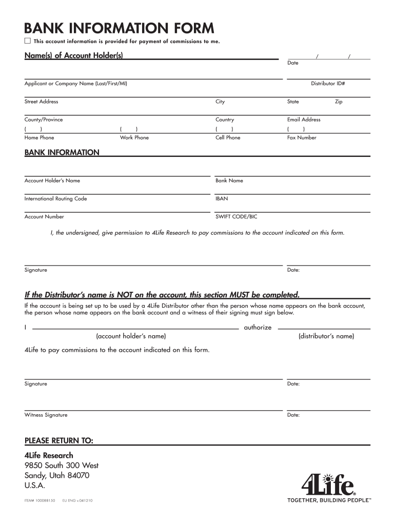 Herbalife Bank Information Form Pdf Fill Online Printable Fillable Herbalife Bank Information Form Pdf Fill Online Printable Fillable