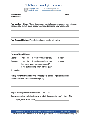 Fillable Online Past Medical History: Please list previous medical ...