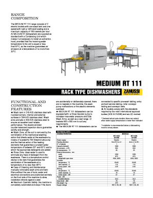 Fillable Online RACK TYPE DISHWASHERS Fax Email Print - pdfFiller