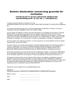 Fillable Online levportal amgros Solemn declaration concerning grounds ...