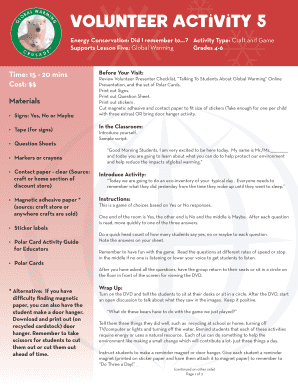 Fillable Online VOLUNTEER ACTIVITY 5 Fax Email Print - pdfFiller