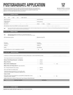 Fillable Online whitecliffe ac Postgraduate Application Form. Designed by Byung Ryoo (iam byung ...
