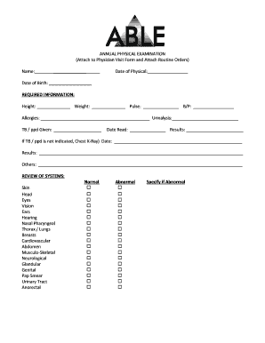 Fillable Online Annual Physical Form - ABLE Colorado Fax Email Print - pdfFiller