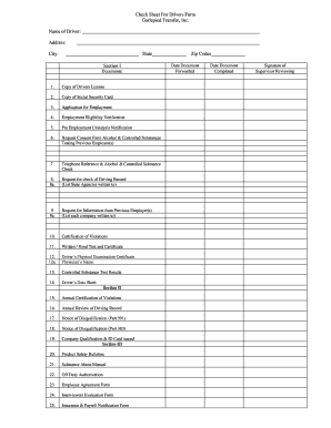Fillable Online Check Sheet For Drivers Form - garlepied.com Fax Email ...