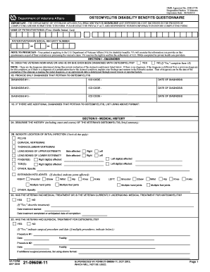 Fillable Online vba va VA Form 21-0960M-11. OSTEOMYELITIS DISABILITY ...