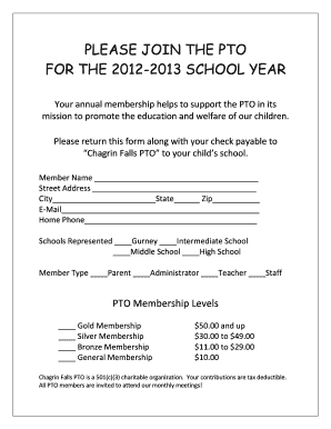 Fillable Online chagrinfallspto PTO- Membership Flyer - Chagrin Falls ...