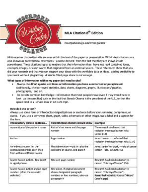 Fillable Online MLA Citation 8th Edition Fax Email Print - pdfFiller
