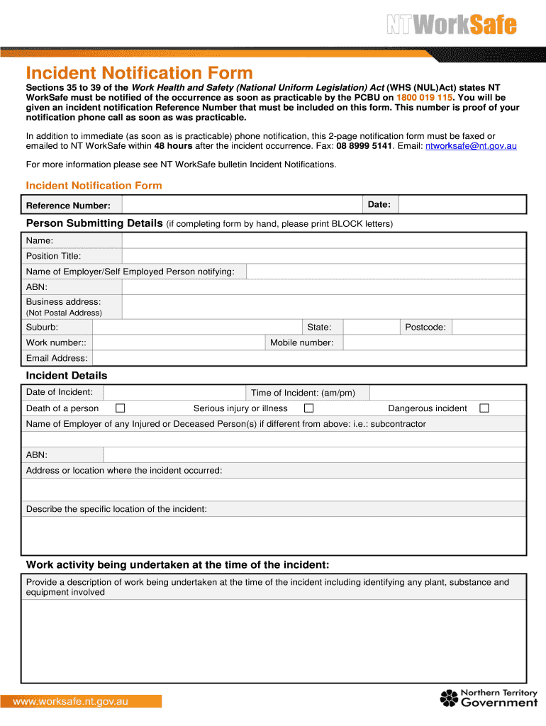 Fillable Online Sections 35 to 39 of the Work Health and Safety ...