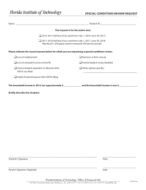 Fillable Online fit SPECIAL CONDITIONS REVIEW REQUEST - fit Fax Email ...