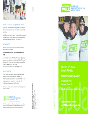 Fillable Online What is the APDA Optimism Walk Fax Email Print - pdfFiller