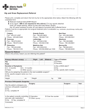 Fillable Online Hip and Knee Replacement Referral Form Fax Email Print ...