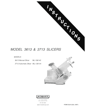 Fillable Online MODEL 3613 & 3713 SLICERS Fax Email Print - pdfFiller