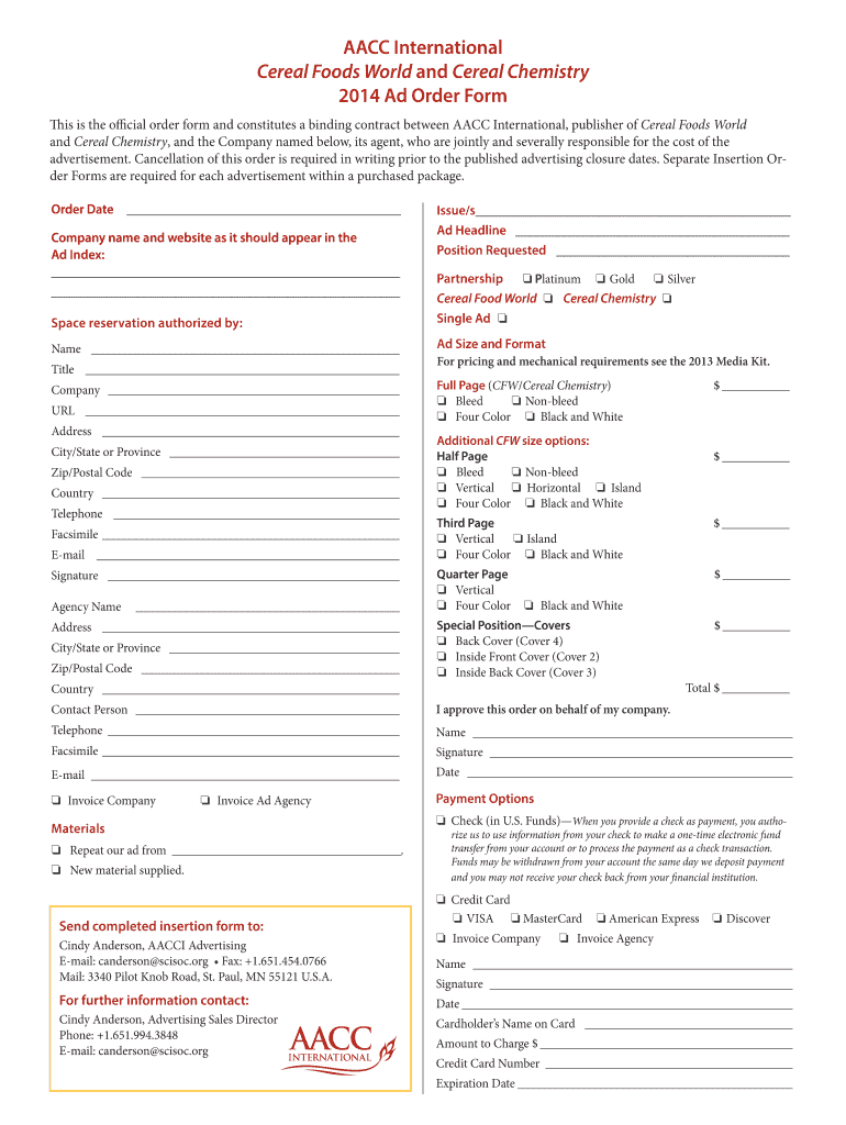 Fillable Online aaccnet AACC International Cereal Foods World and Cereal Fax Email Print - pdfFiller