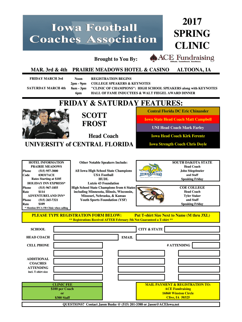 Fillable Online ifbca 2017 Clinic Flyer.xlsx - Iowa Football Coaches ...