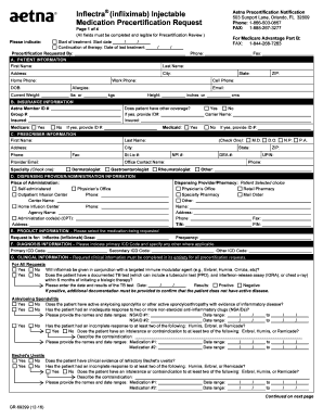 Fillable Online Inflectra (Infliximab) Injectable Medication ...