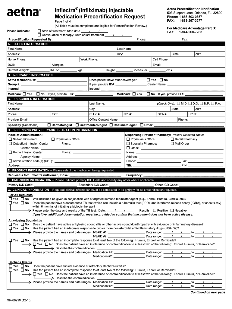 Fillable Online Inflectra (Infliximab) Injectable Medication ...