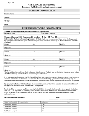 Fillable Online business information business debit card - The Harvard ...