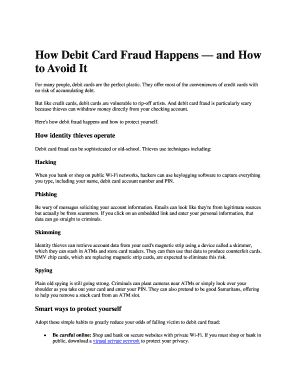 Fillable Online How Debit Card Fraud Happens and How Fax Email Print ...