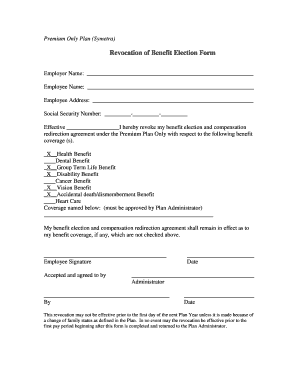 Fillable Online Revocation of Benefit Election Form Fax Email Print ...