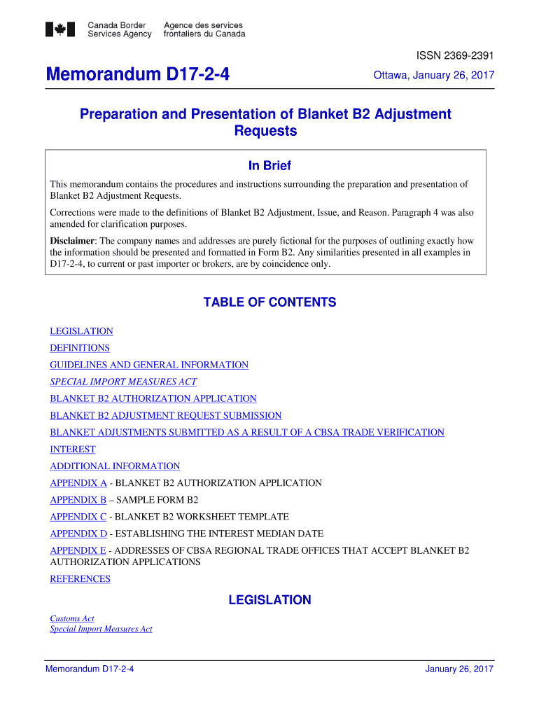 Fillable Online Cbsa Asfc Gc Memorandum D17 2 4 Fax Email Print Pdffiller