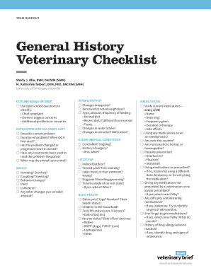 Fillable Online Veterinary Checklist Fax Email Print - pdfFiller