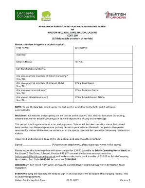 Fillable Online Halton Rapids Key Fob Form 01.01.2017 Version 2 ...
