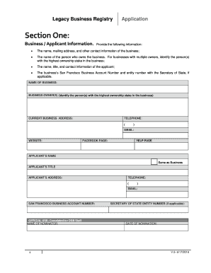Fillable Online sfosb Legacy Business Application Form - Office of ...