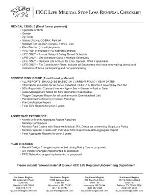 Fillable Online HCC Life Insurance Company Medical Stop Loss Renewal ...