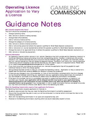 Fillable Online Operating licence application to vary form - guidance ...