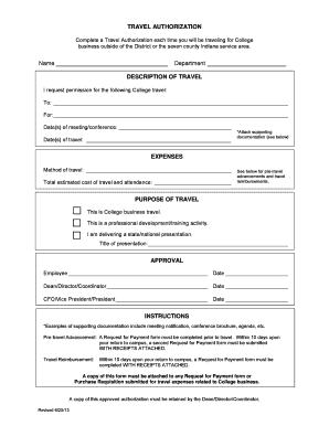 Fillable Online dacc Complete a Travel Authorization each time you will ...