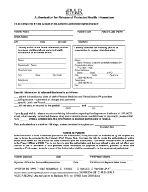 Fillable Online Authorization to Release PHI -to- IPMR June 2010.docx ...