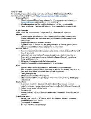 Fillable Online Author Checklist Fax Email Print - pdfFiller