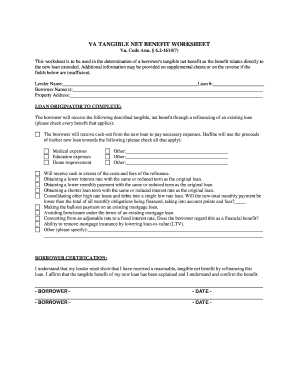 Fillable Online VA TANGIBLE NET BENEFIT WORKSHEET Fax Email Print ...