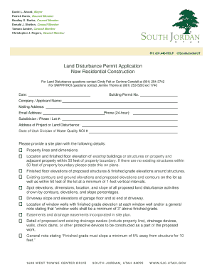 Fillable Online sjc utah Land Disturbance Permit Application New ...