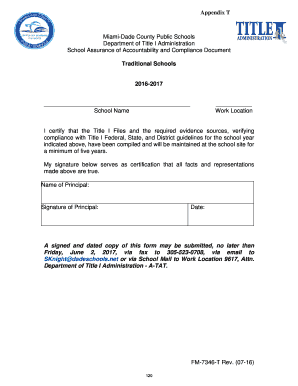 Fillable Online title1 dadeschools Department of Title I Administration ...