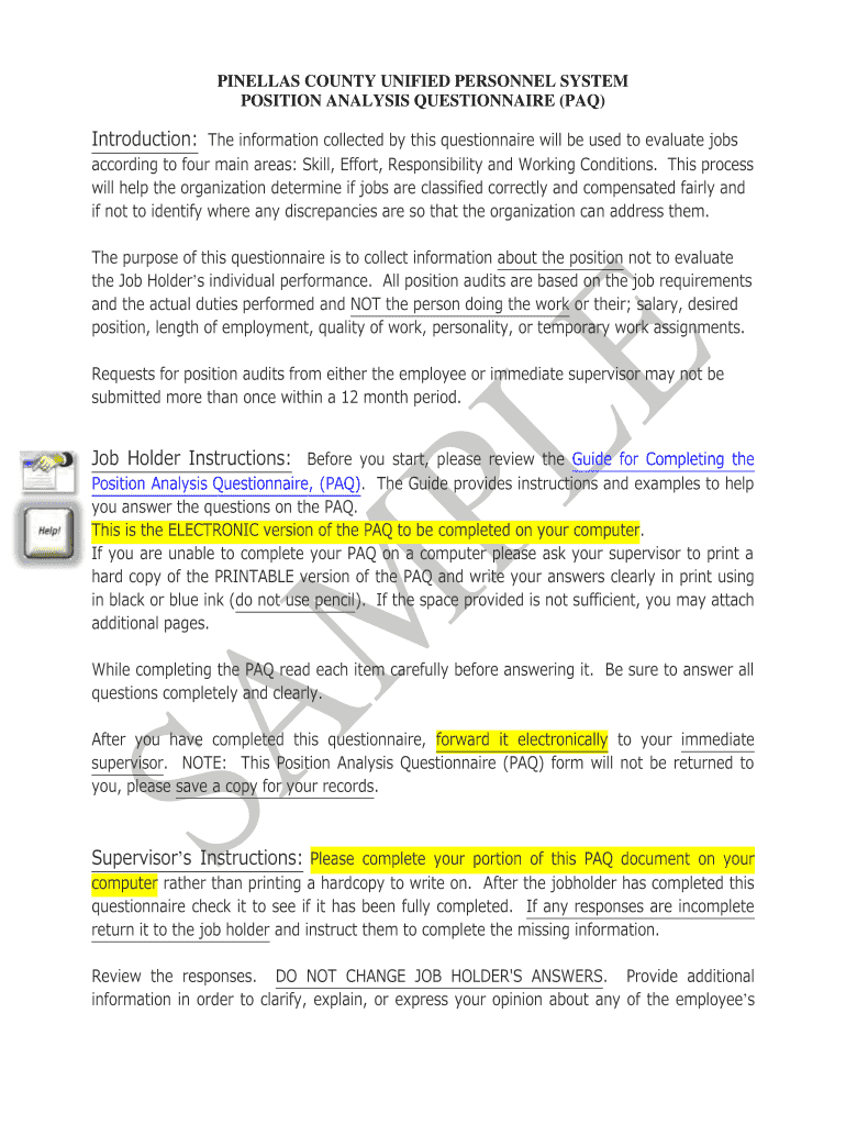 Fillable Online pinellascounty PAQ Sample Fax Email Print - pdfFiller