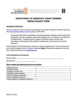 Fillable Online humanresources illinois EMPLOYMENT OF IMMEDIATE FAMILY ...